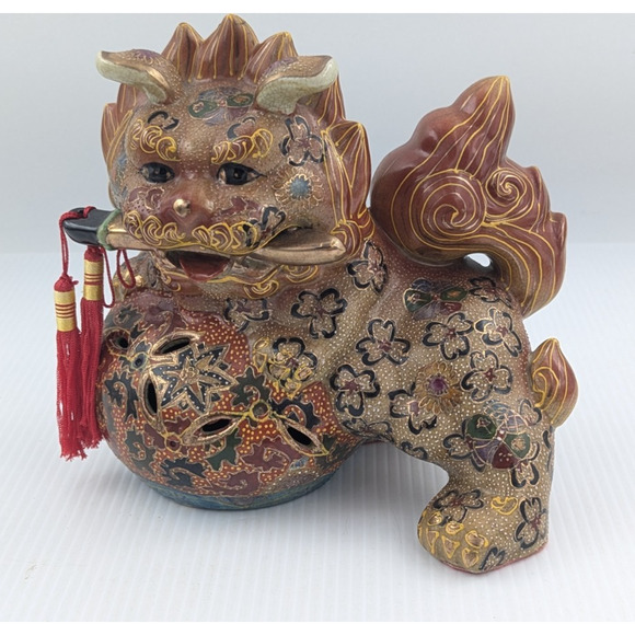 Accents | Vintage Ceramic Foo Dog Detail Hand Painted Colorful 75 ...